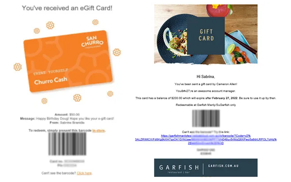 Gift Card Sales