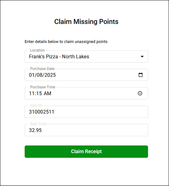 Member Claim Receipt