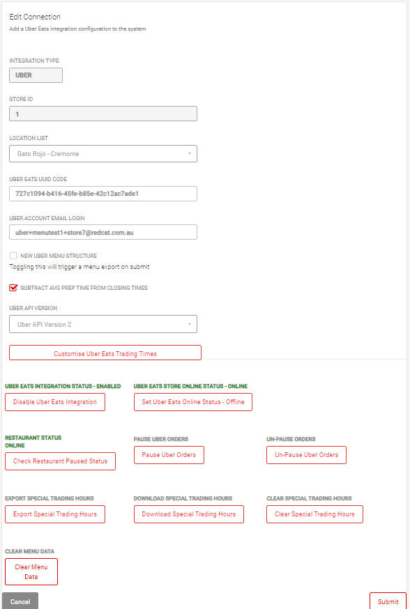 Uber Eats Integration