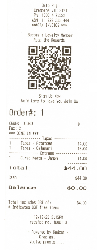 Including QR Codes on Customer Receipts