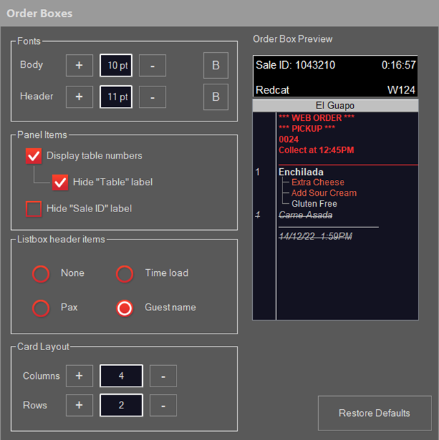 KMS: Configuring Order Listboxes