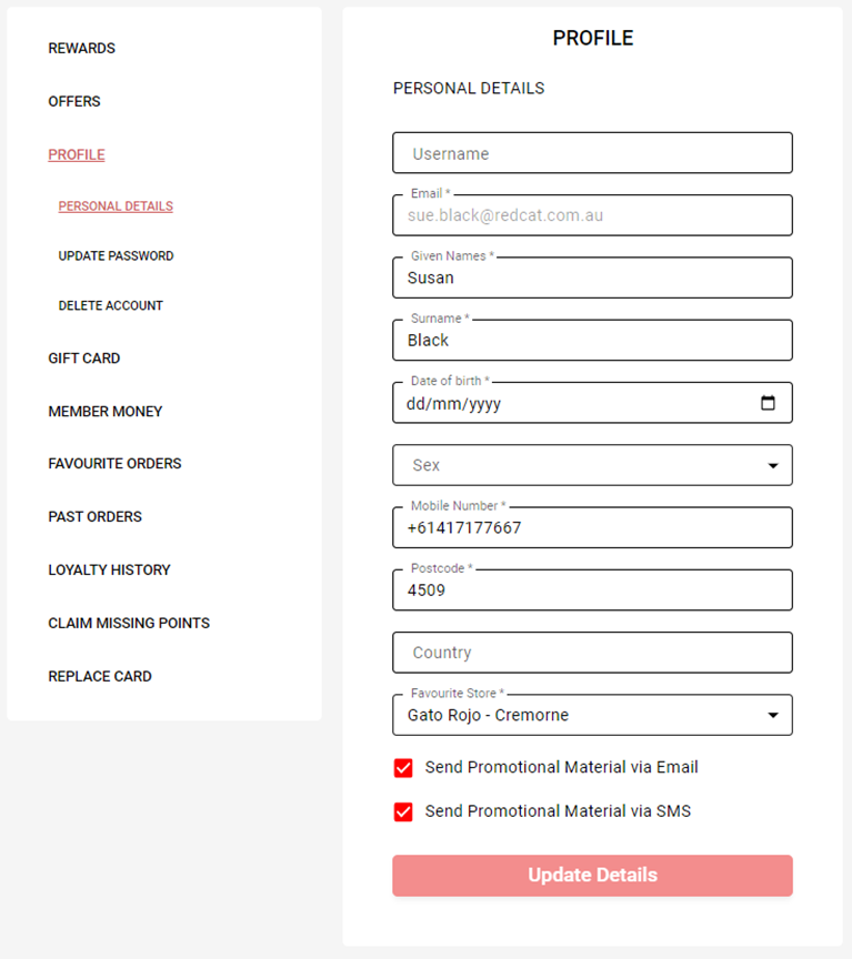 Loyalty Portal - Profile
