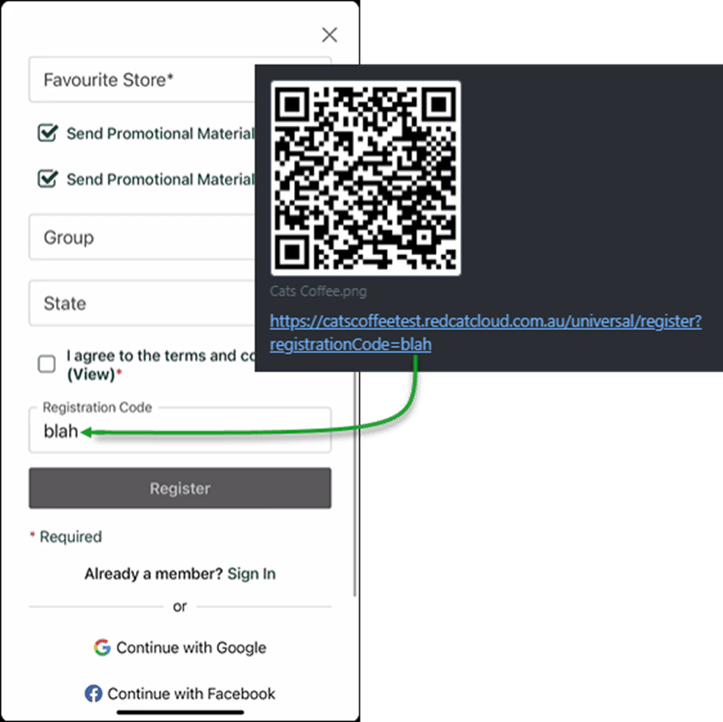 Referral Tracking in App via Registration Codes